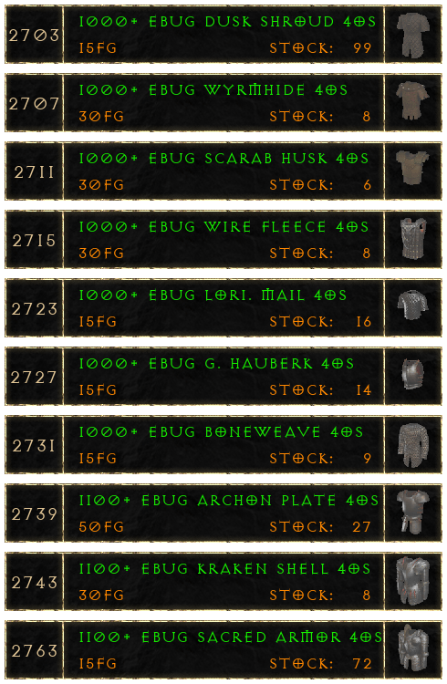 My 24/7 Ethereal 3/4 Socket Armor Shop - Topic - d2jsp