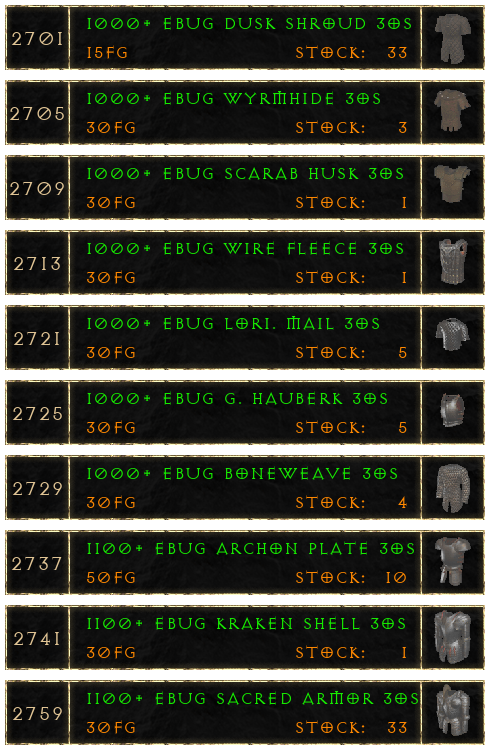 My 24/7 Ethereal 3/4 Socket Armor Shop - Topic - d2jsp